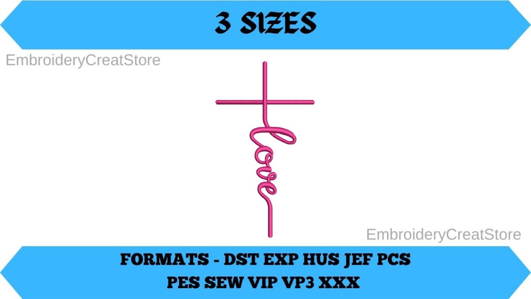Cross Love Embroidery Design, Cross Love Pes File, Cross Love Dst File ...
