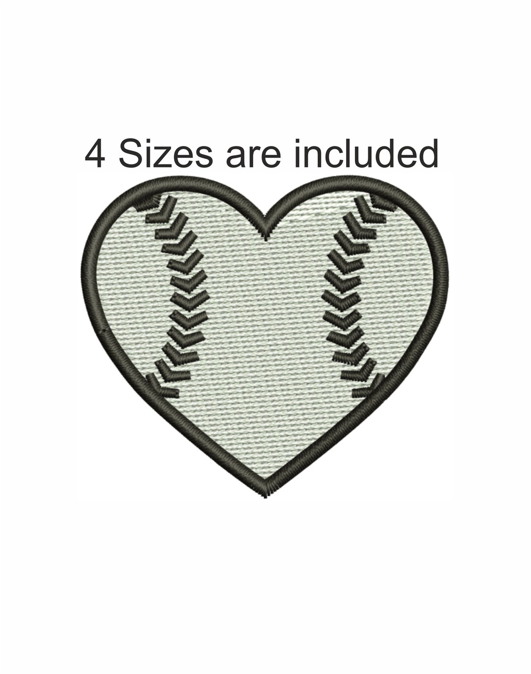 Baseball Heart Embroidery Design | Baseball Heart Pes File | Baseball ...