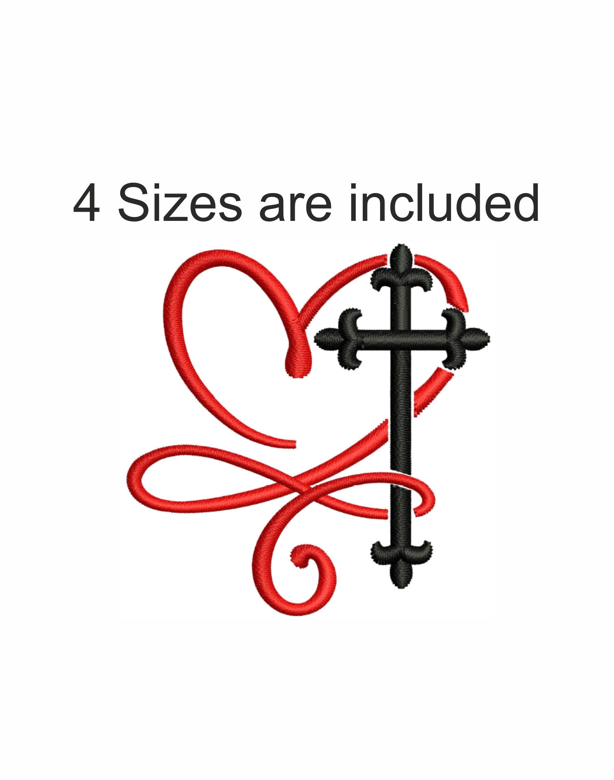 Heart Cross Embroidery Design | Heart Cross Pes File | Heart Cross Dst ...