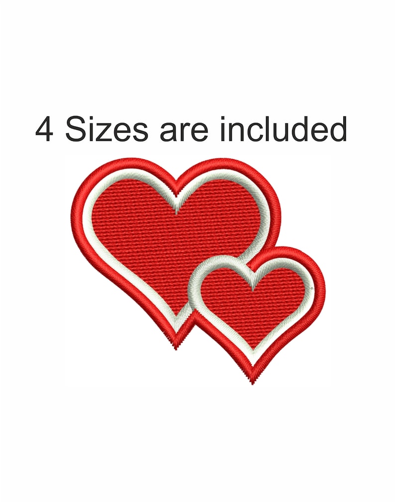 Double Heart Embroidery Design | Double Heart Pes File | Double Heart ...