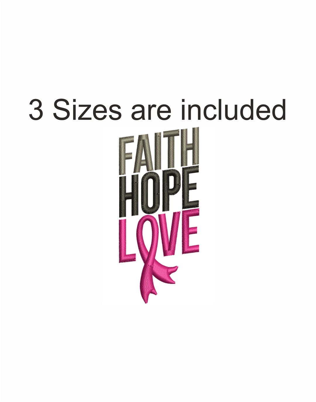 Faith Hope Love Cancer Ribbon Embroidery Design | Pes File | Dst File ...