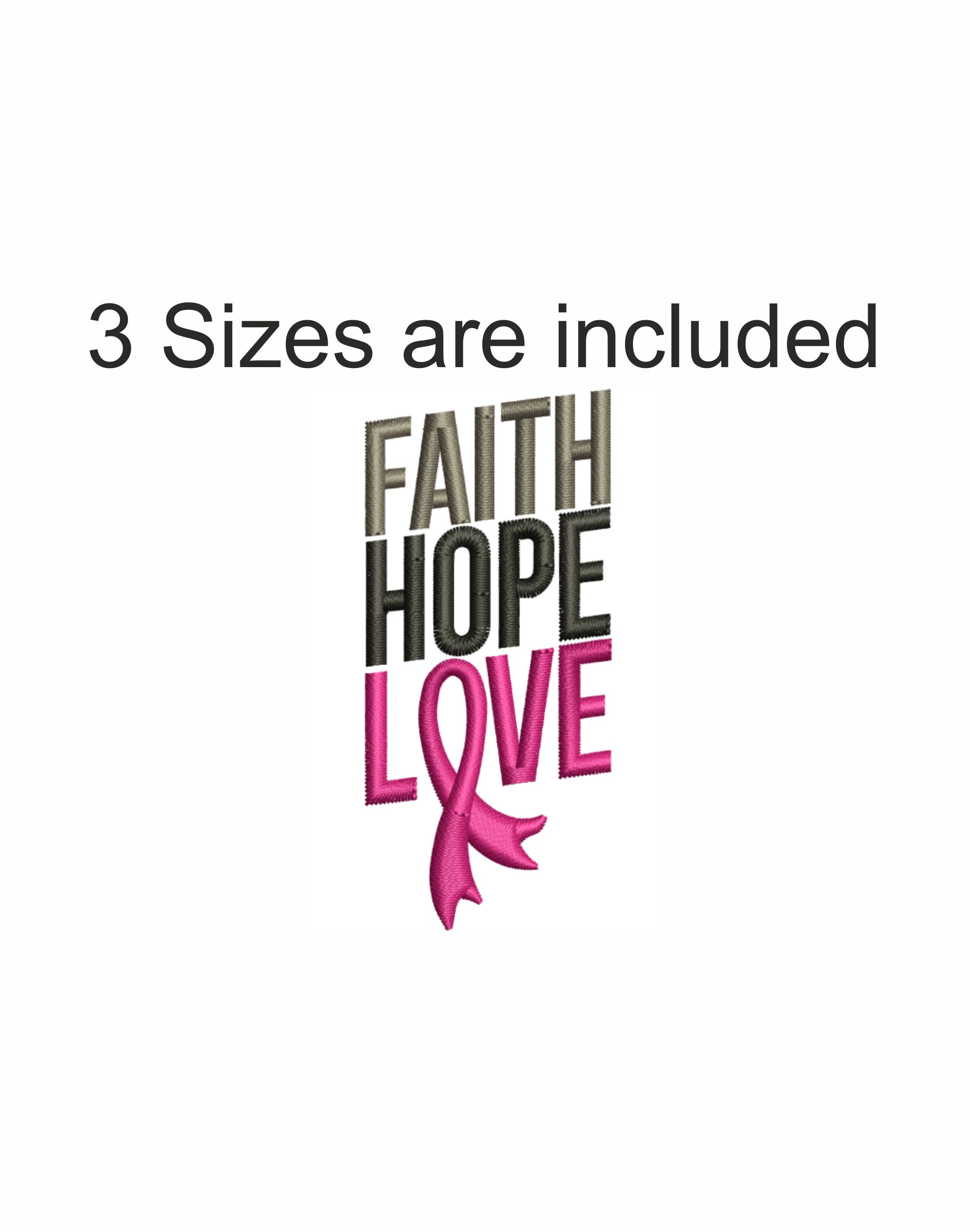 Faith Hope Love Cancer Ribbon Embroidery Design | Pes File | Dst File ...
