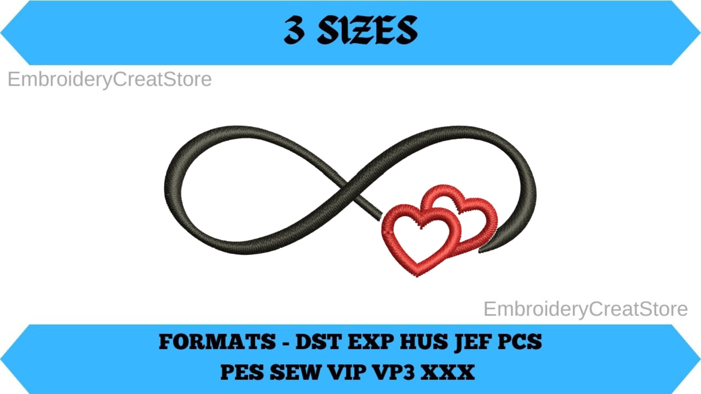Two Hearts Infinity Embroidery Design, Two Hearts Infinity Pes File ...