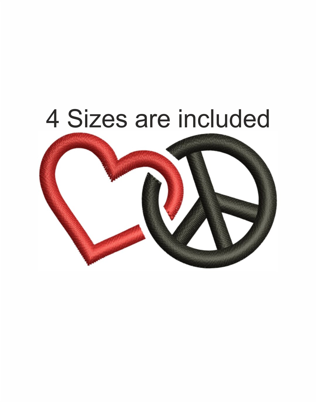 Love Peace Embroidery Design | Love Peace Pes File | Love Peace Dst ...