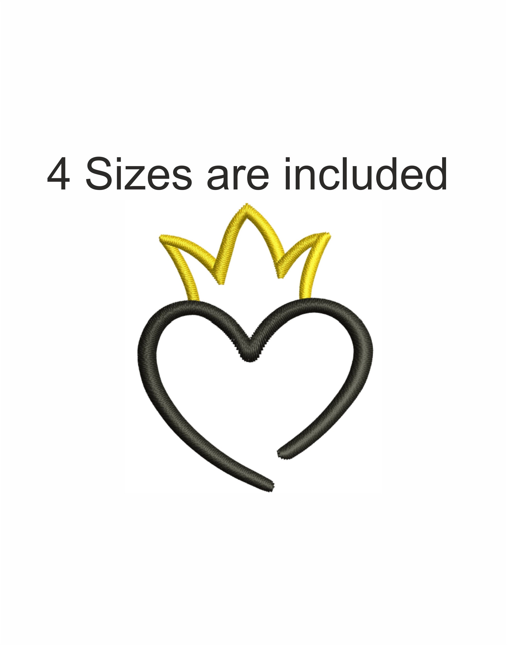 Heart Crown Outline Embroidery Design | Heart Crown Outline Pes File ...