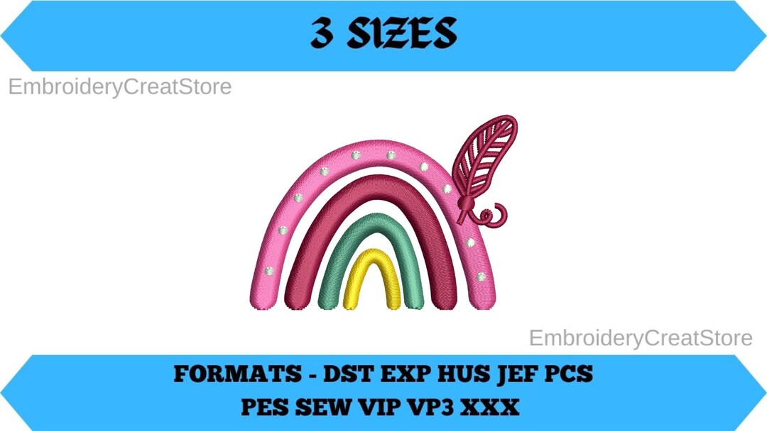 Rainbow Embroidery Design, Boho Rainbow Pes File, Floral Rainbow Dst ...