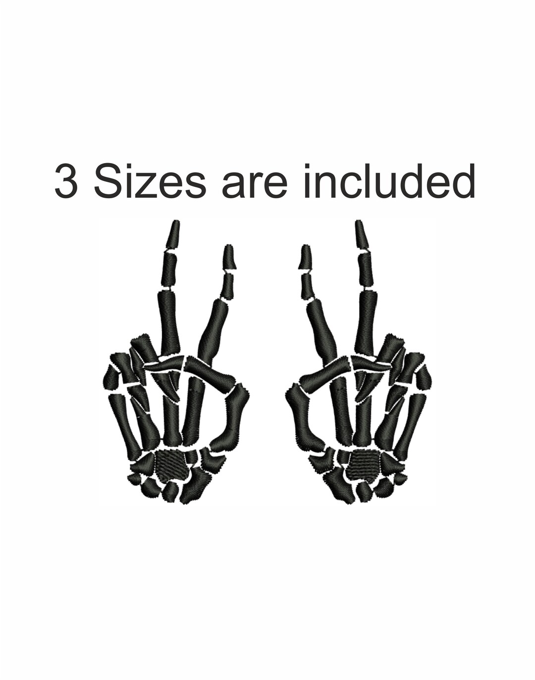 Skeleton Peace Hands Embroidery Design | Skeleton Peace Hands Pes File ...