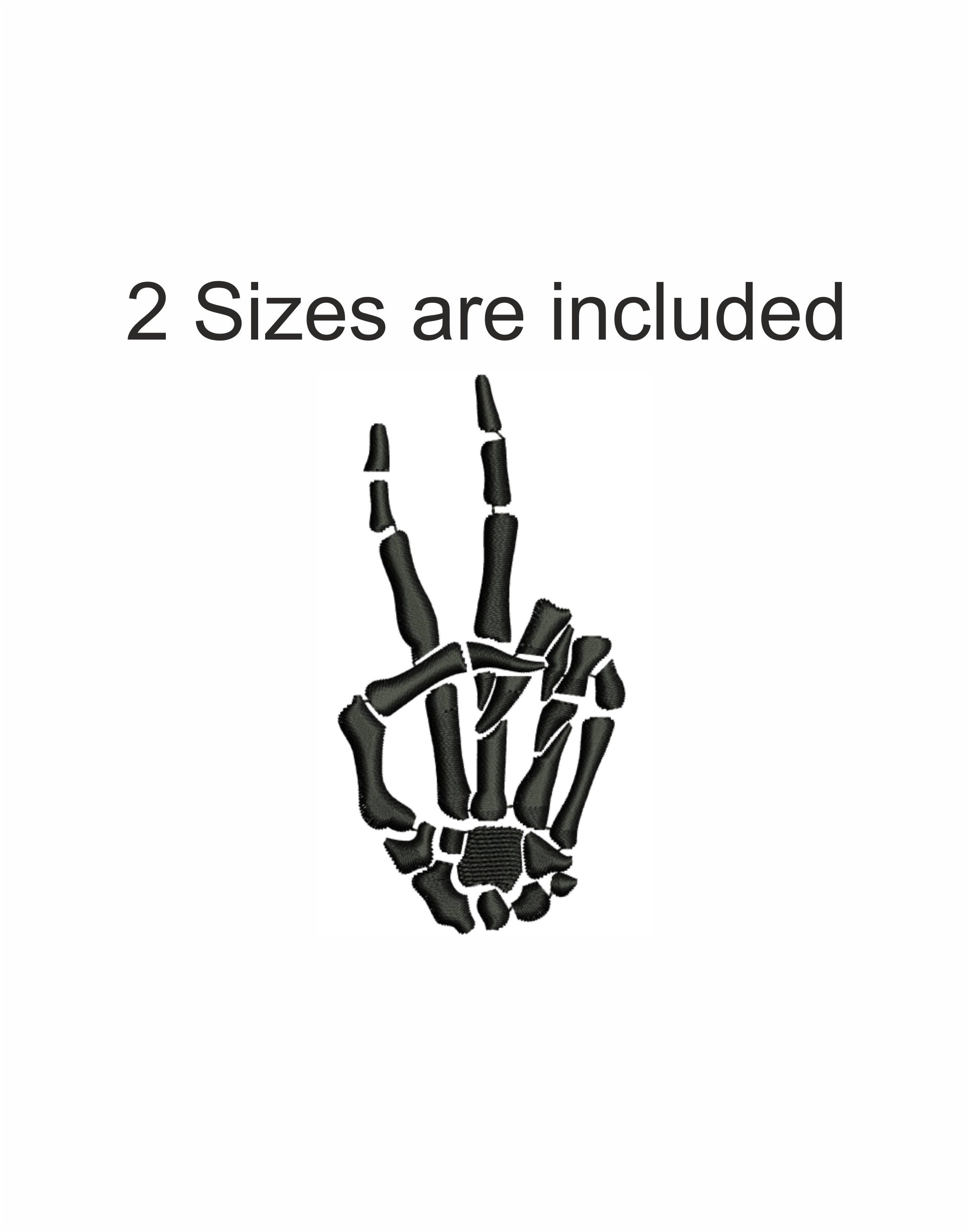 Skeleton Peace Hand Embroidery Design Skeleton Peace Hand Pes File Dst ...