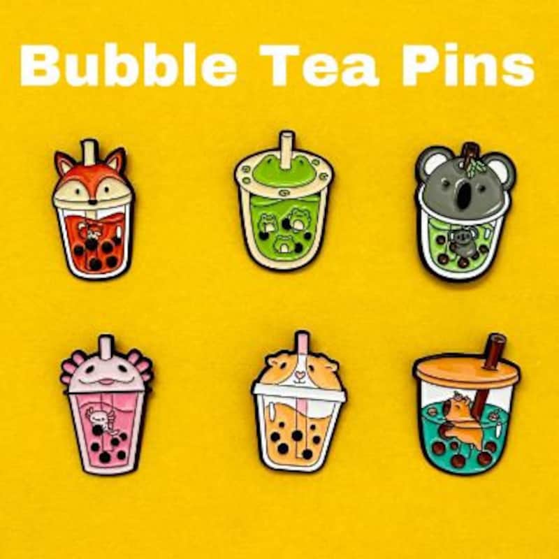 Bubbles Tea Pins - Etsy UK