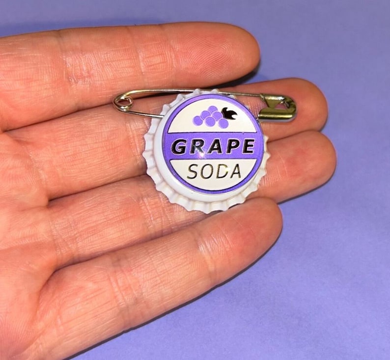 Grape Soda up Badge - Ellie Badge - White or Silver Cap - Etsy