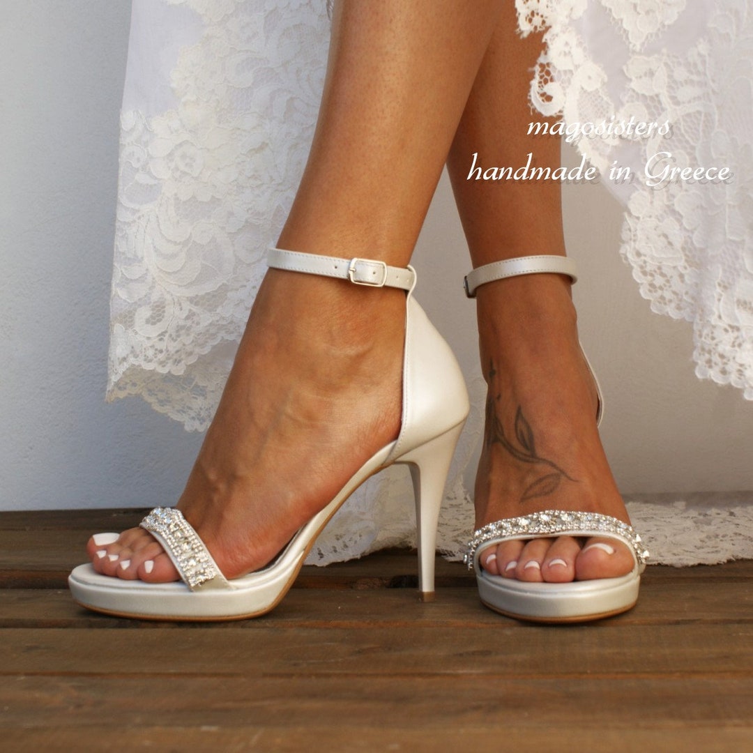 Bridal Stilettos: Rhinestone Ivory Wedding Platform Heels 'NORA' - Etsy