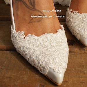 Ivory Lace Bridal Slingback Heels: Handmade Wedding Pumps ''ELEANOR ...