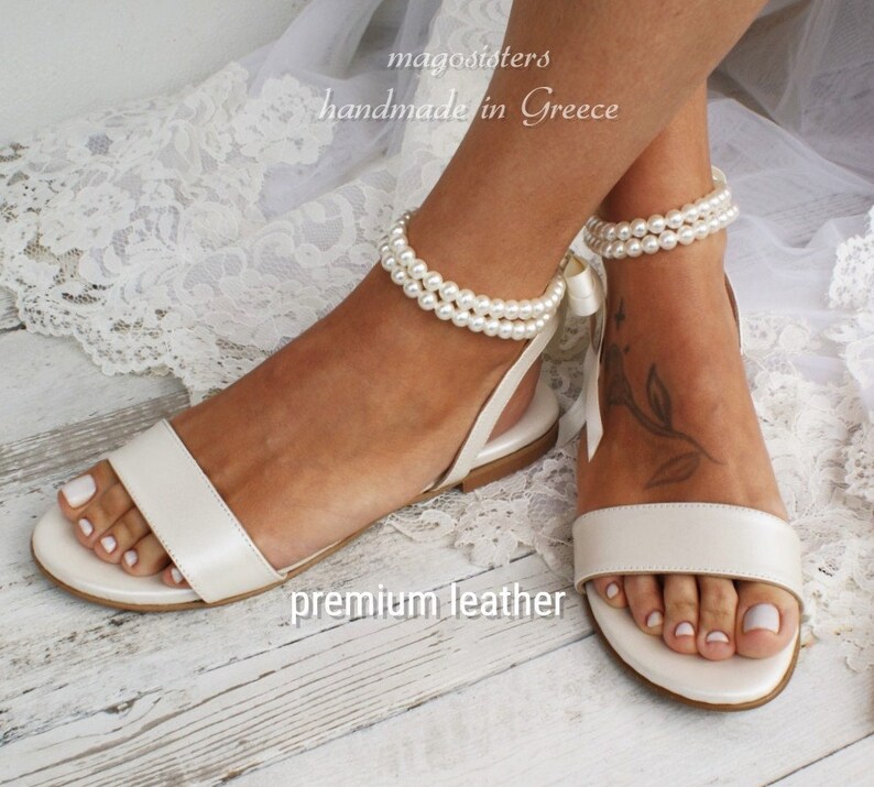 Wedding Sandals/ Bridal Shoes/ Pearl Leather Sandals/ Handmade - Etsy