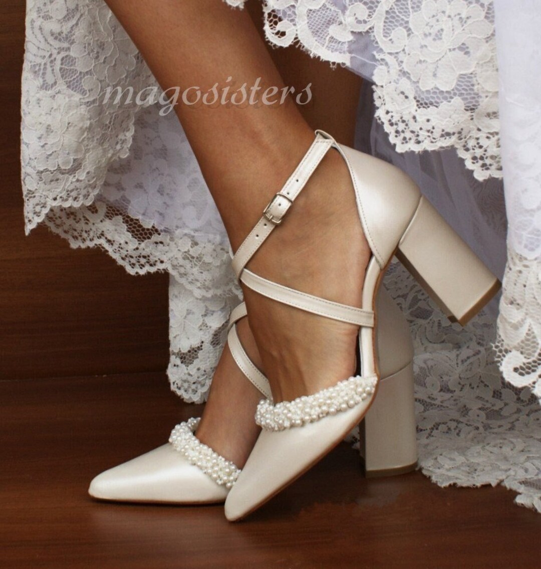 Handmade Ivory Wedding Heels: Pearl-embellished Bridal Shoes - Etsy