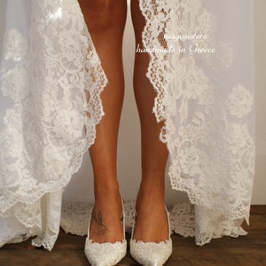 Ivory Lace Bridal Slingback Heels: Handmade Wedding Pumps ''ELEANOR ...
