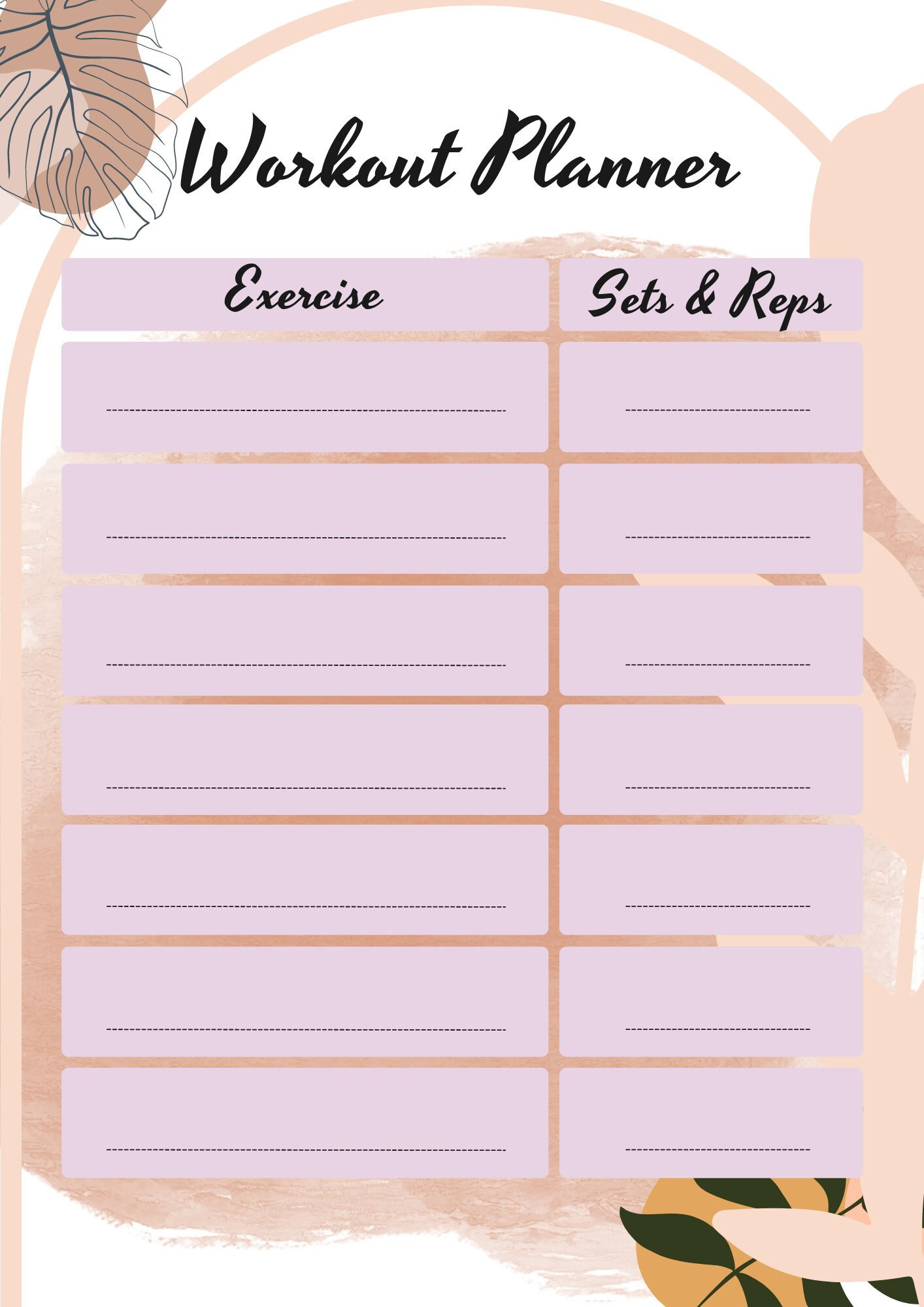 Workout Planner Printable: Exercise Tracker and Progress Chart, Instant ...