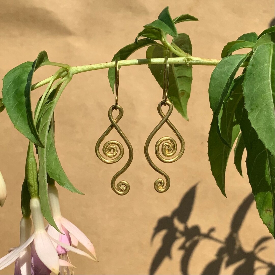 Handmade Twisted Wire Work Brass Earrings With Spiral - Etsy