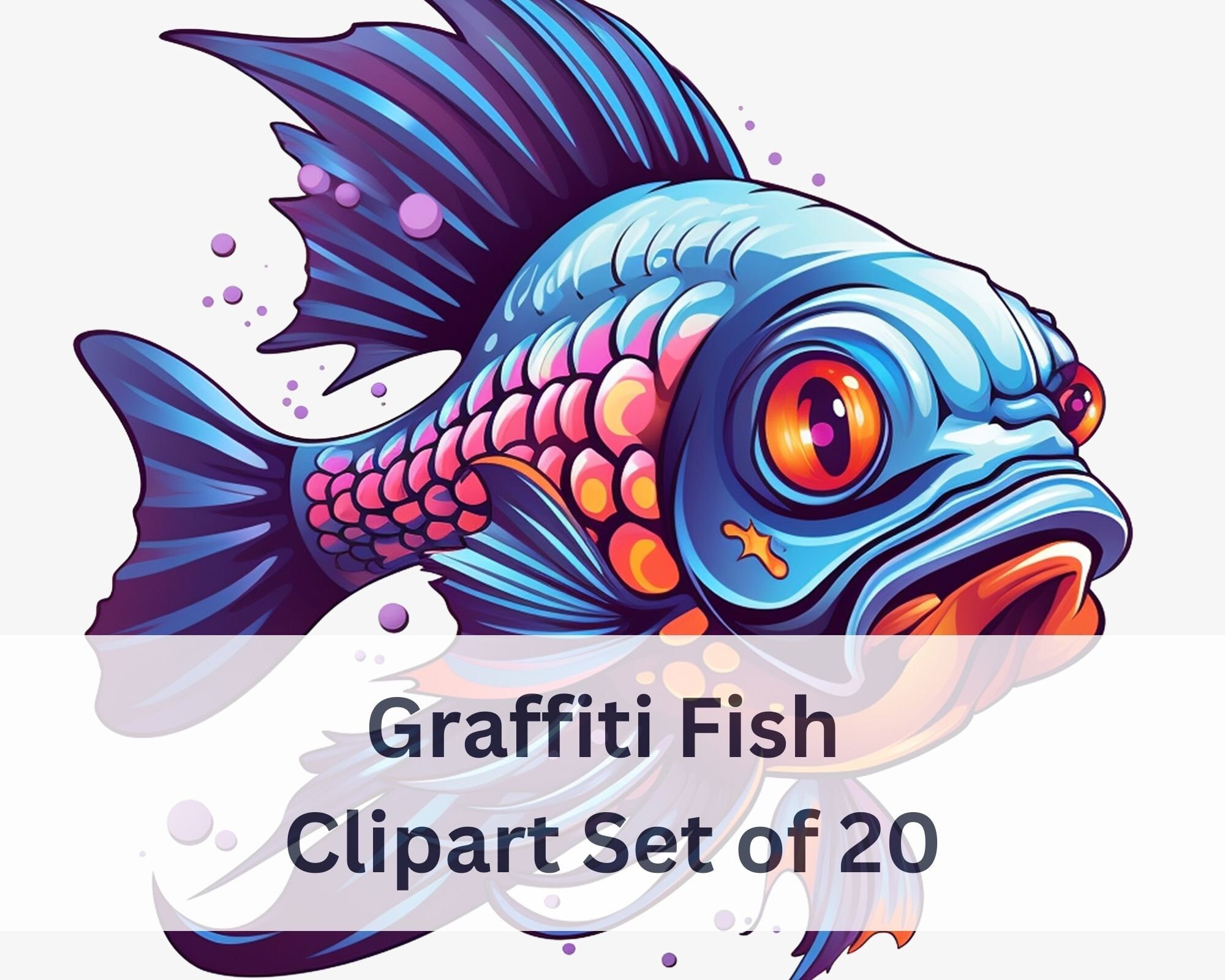 Clipart Bundle X20: Graffiti Fishes PNG / Transparent Background / 2048 ...