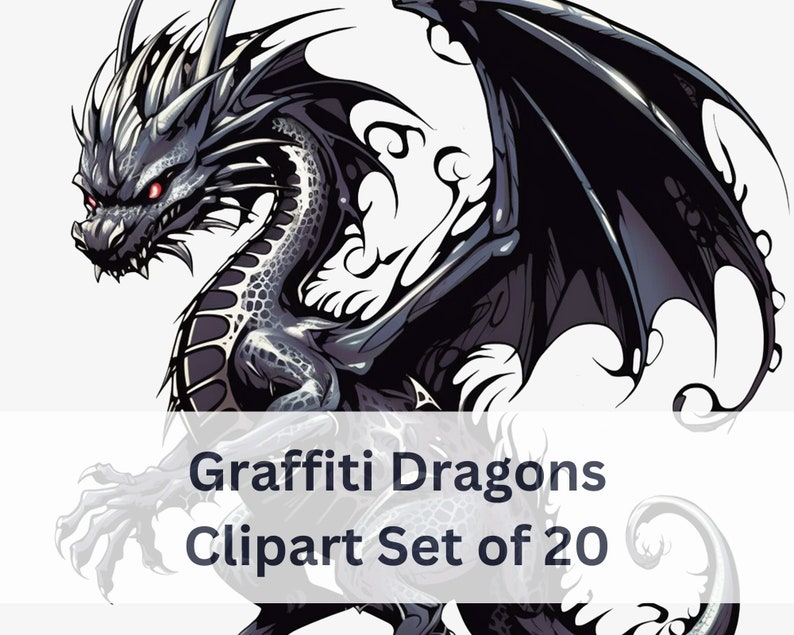 Clipart Bundle X20: Graffiti Dragons PNG / Transparent Background ...