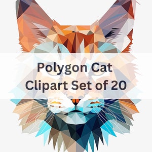 Clipart Bundle X20: Polygon Cats PNG / Transparent Background / 2048 X ...