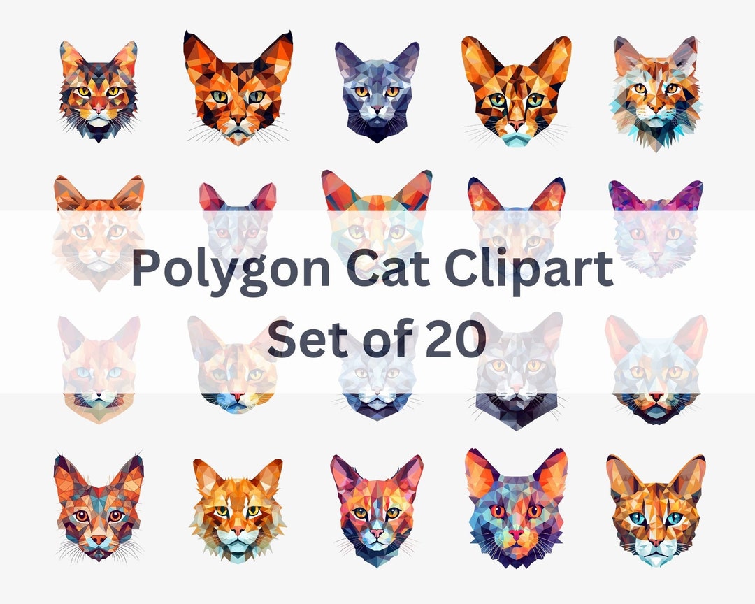 Clipart Bundle X20: Polygon Cats PNG / Transparent Background / 2048 X ...