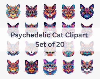 Boho Cats Clipartwatercolor Cats Png Cute Cats Digital - Etsy