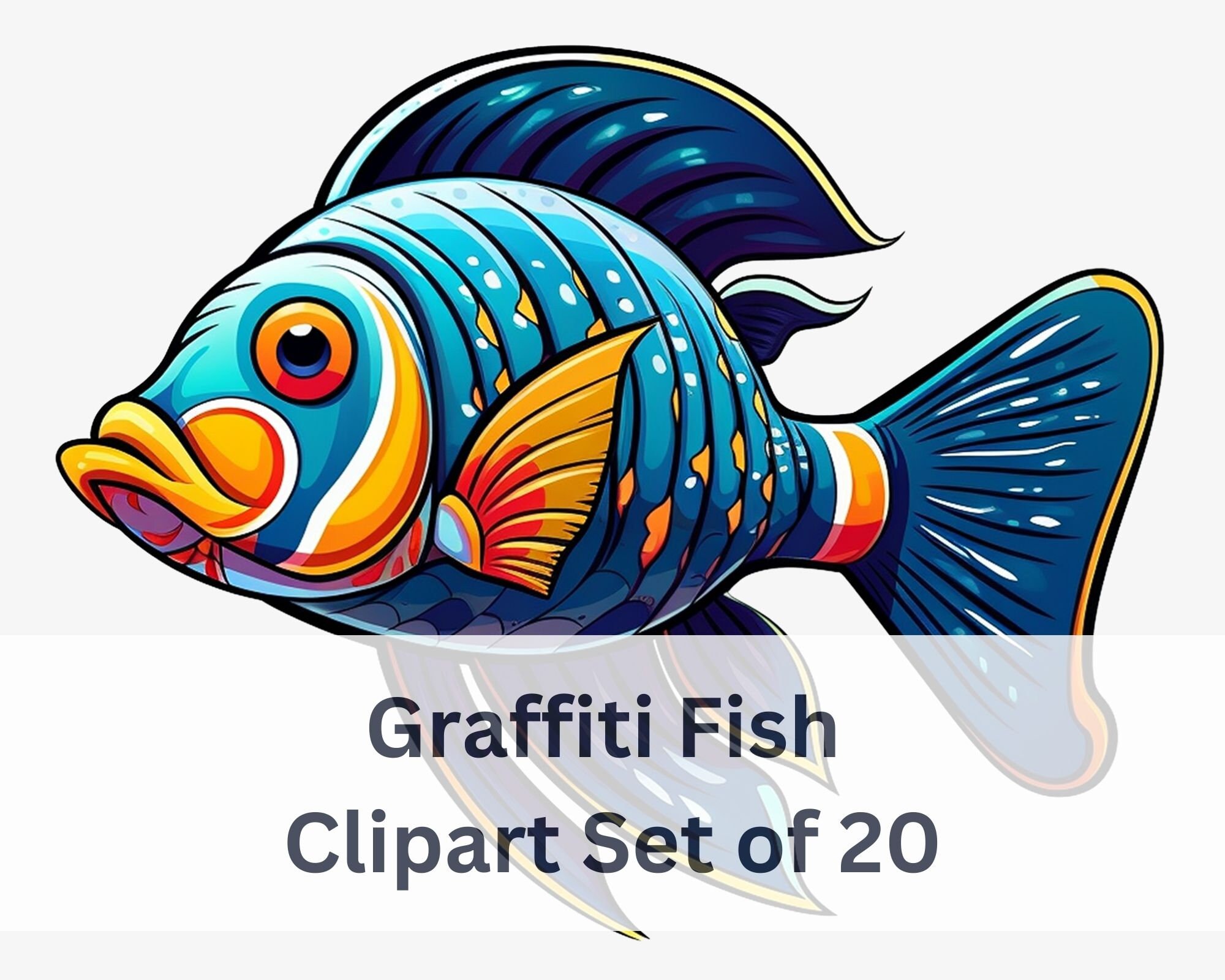 Clipart Bundle X20: Graffiti Fishes PNG / Transparent Background / 2048 ...