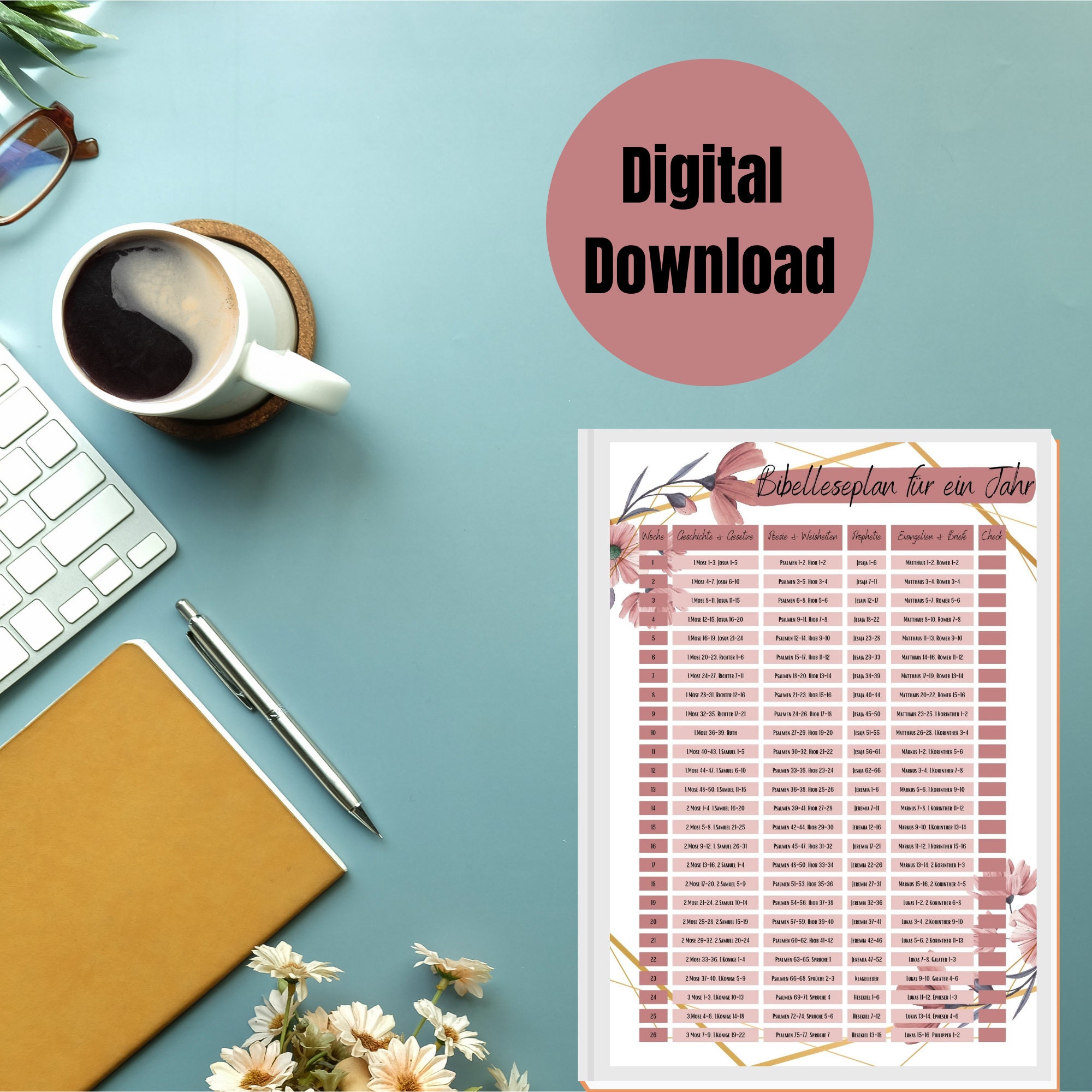 Bibelleseplan Für Ein Jahr in Deutsch | Digitaler Download | DIN A4 ...