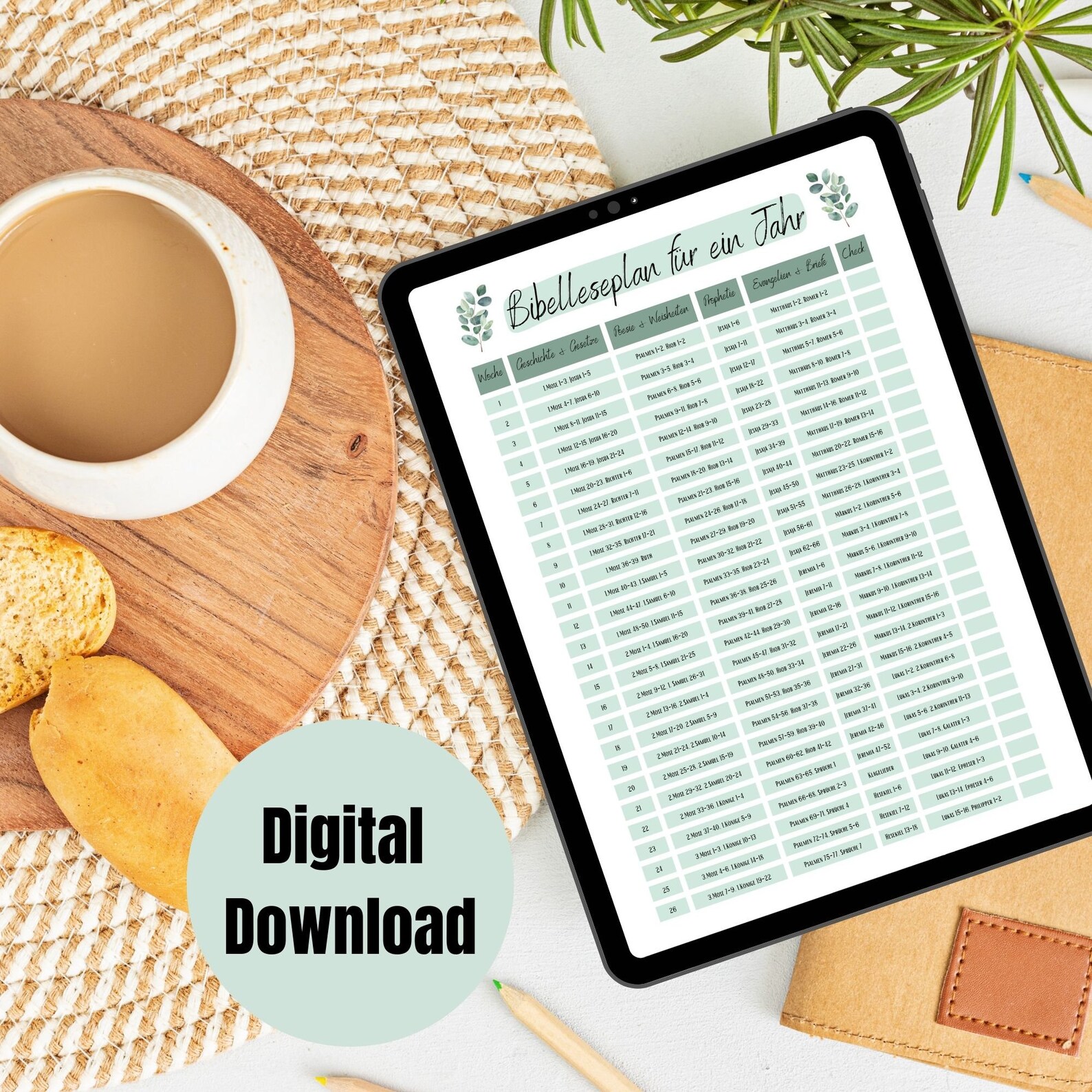 Bibelleseplan für ein Jahr in Deutsch | Digitaler Download | DIN A4 ...