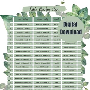 Bible Reading Plan for One Year I Bible Tracker I Digital Download I ...