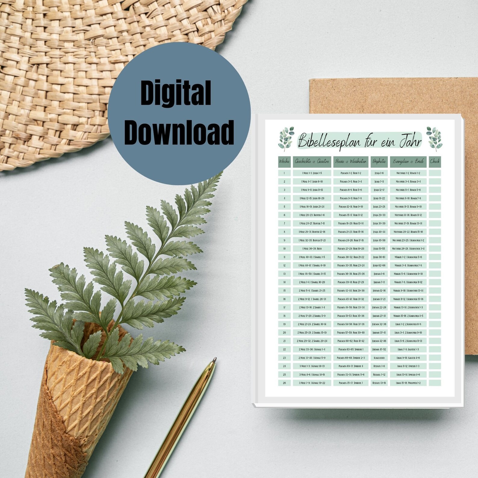 Bibelleseplan für ein Jahr in Deutsch | Digitaler Download | DIN A4 ...