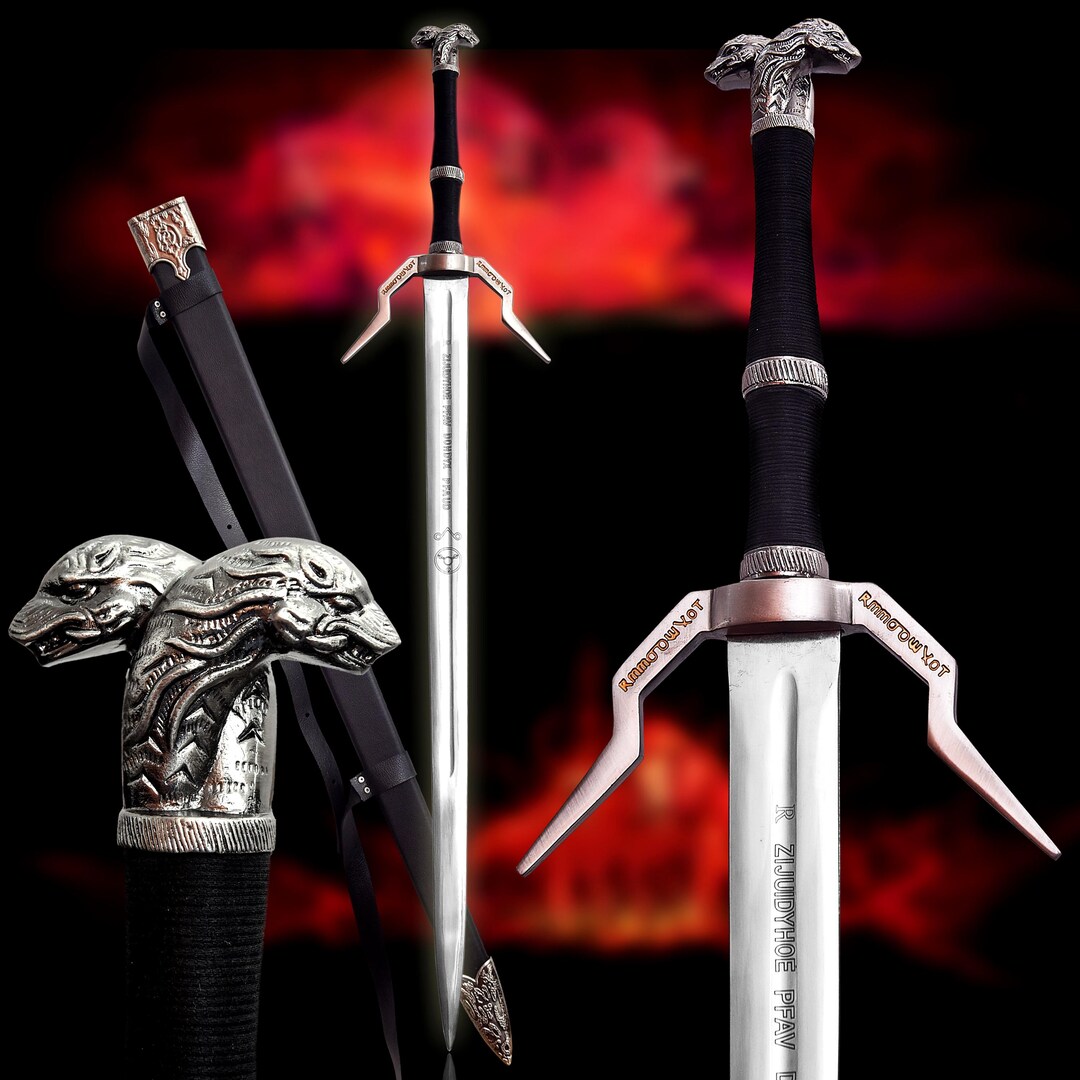Handmade Steel Viking Sword | Twin Wolf Pommel Cosplay Replica - Etsy
