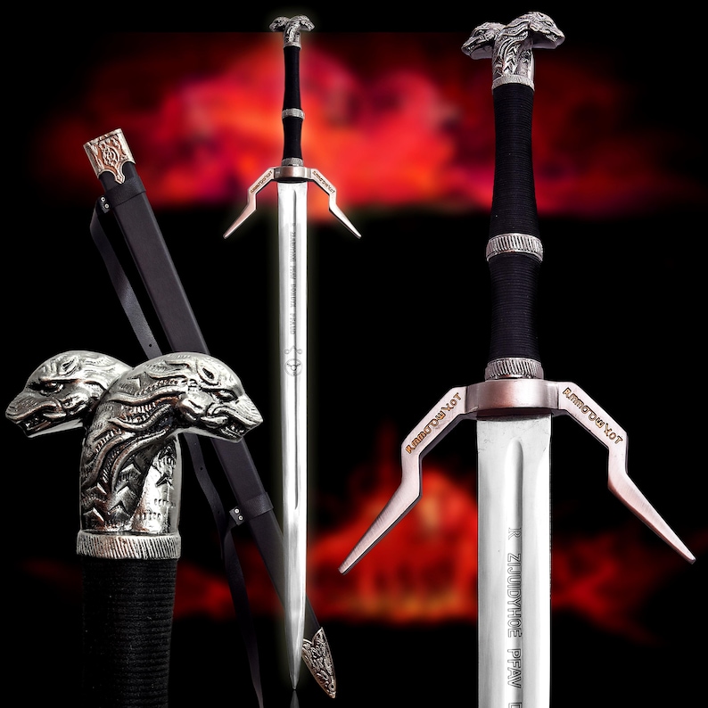Handmade Steel Viking Sword | Twin Wolf Pommel Cosplay Replica - Etsy