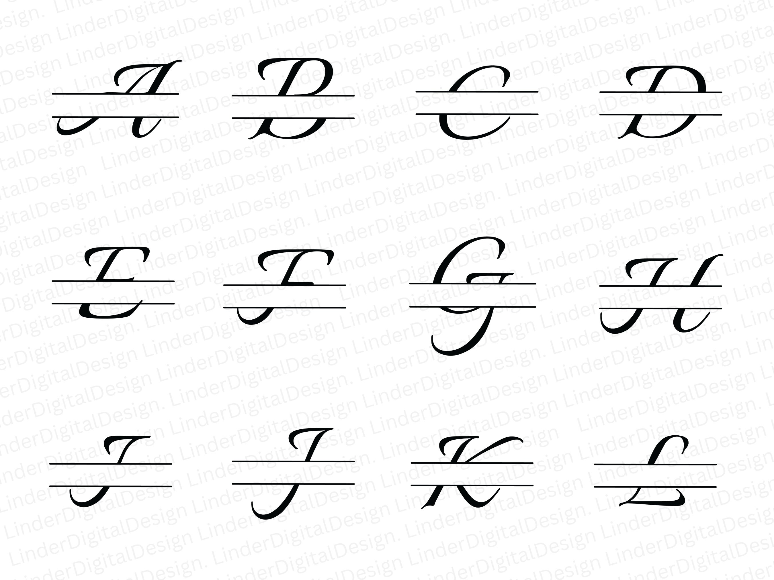 Split Monogram Full Alphabet SVG DXF PNG Alphabet Frame - Etsy Hong Kong