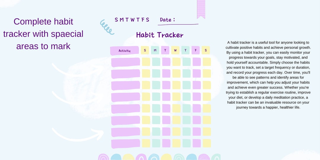 Habit Tracker and Self-care Program - Etsy