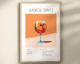 Aperol Spritz Cocktail Poster - Etsy
