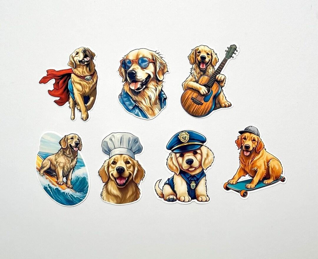 7 Golden Retriever Stickers Bundle of 7 Vinyle Stickers Cute-pet Golden ...
