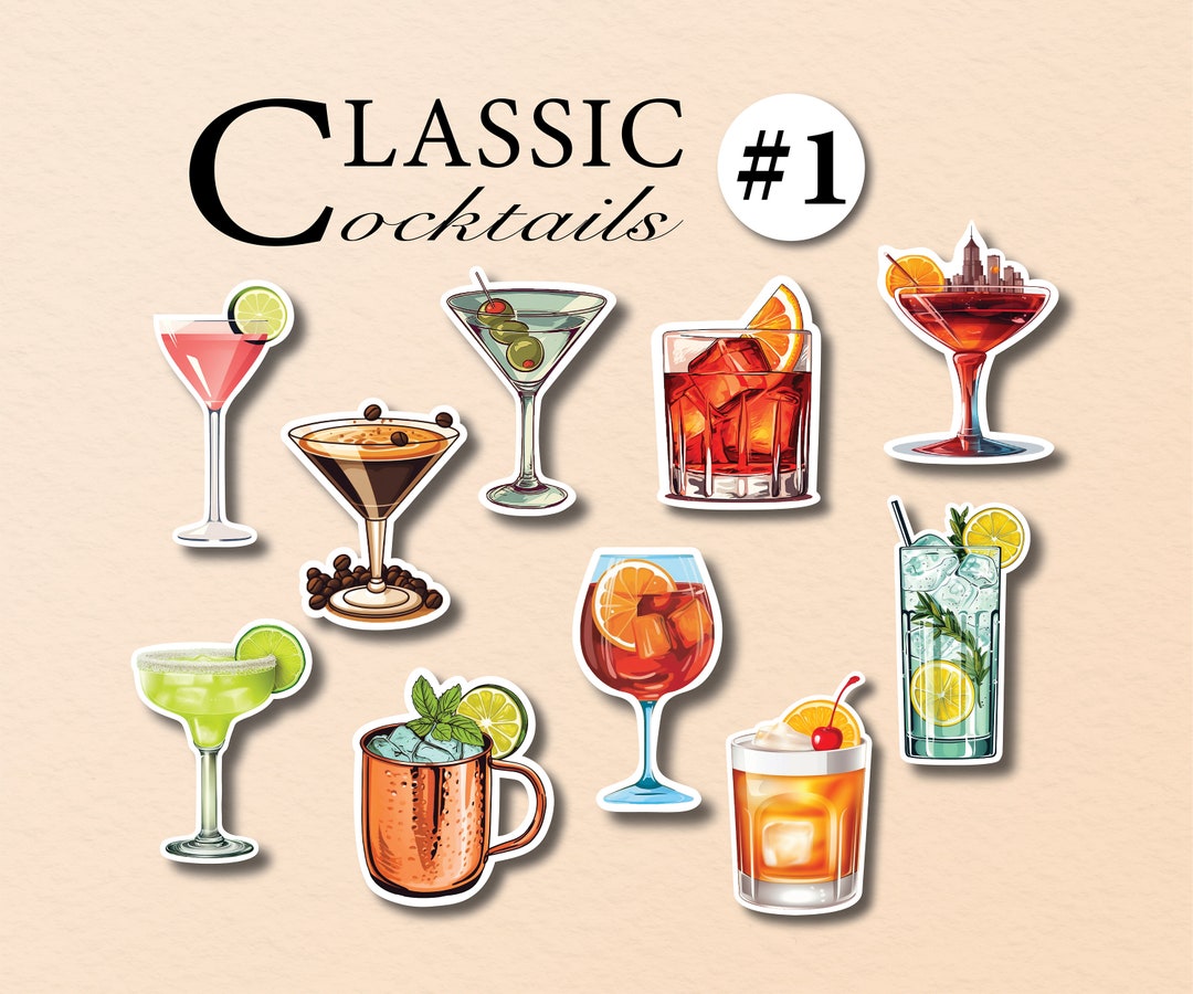 10 Cocktail Stickers Bundle of 10 Famous Cocktaile Stickers Vinyle ...