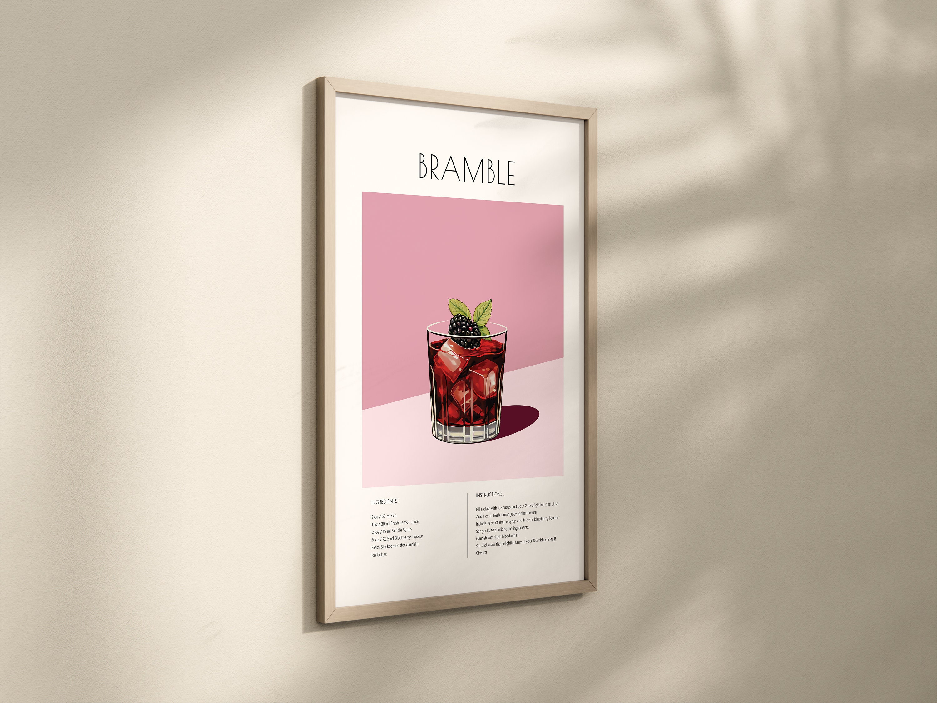 Bramble Cocktail Print, Bramble Poster, Bramble Decor, Bar Cart Decor ...