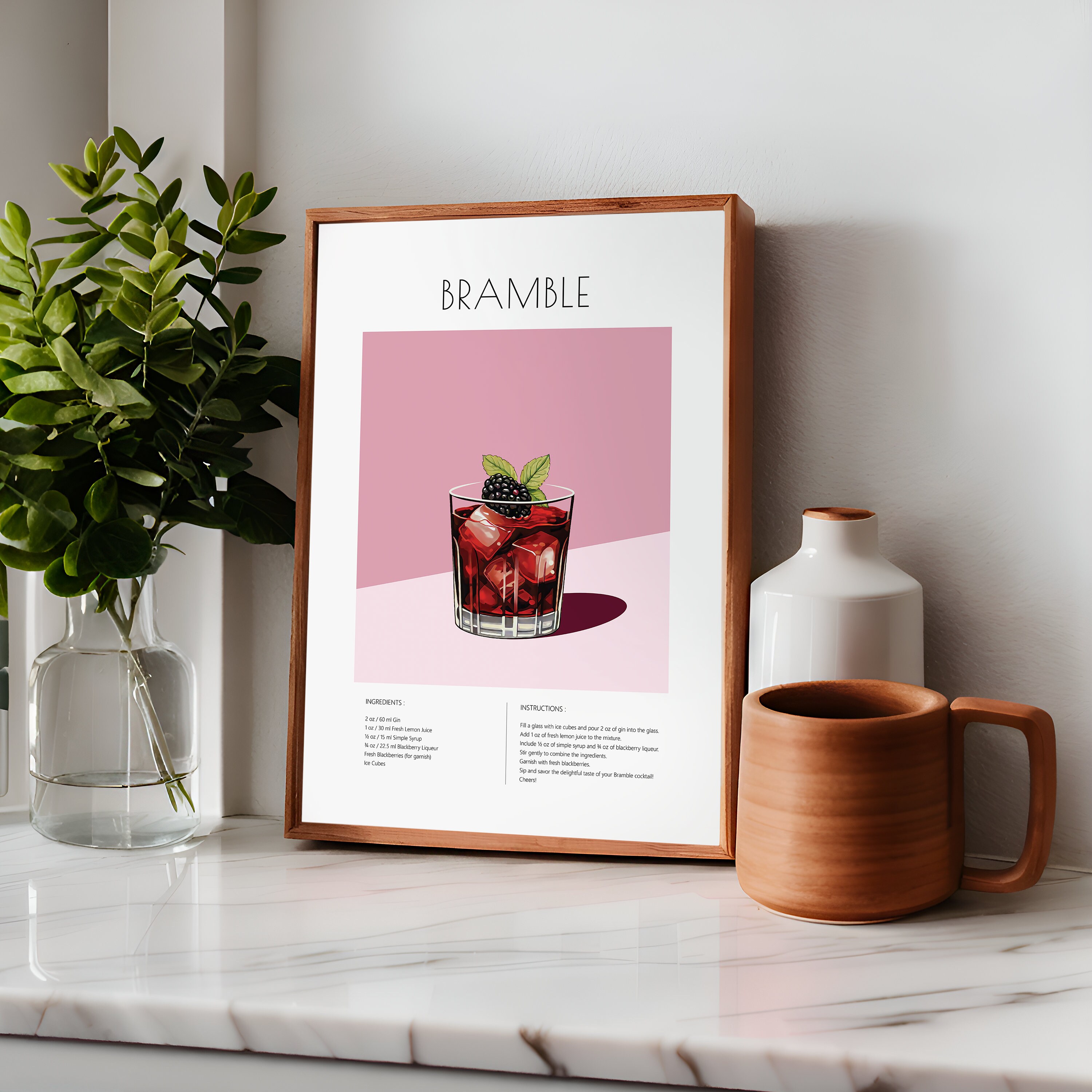 Bramble Cocktail Print, Bramble Poster, Bramble Decor, Bar Cart Decor ...