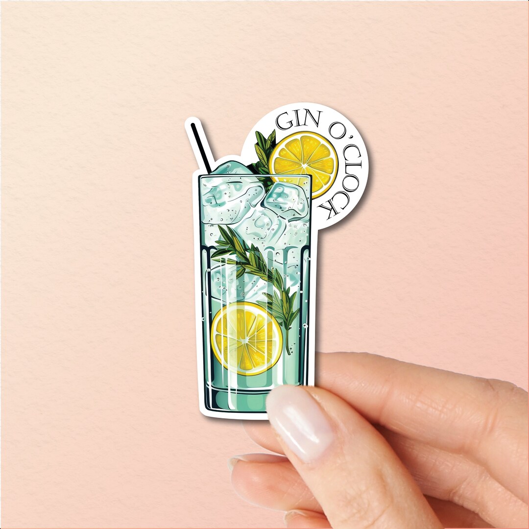 Gin Tonic Sticker, Gin & Tonic Art Gin O'clock Vinyle Stickers ...