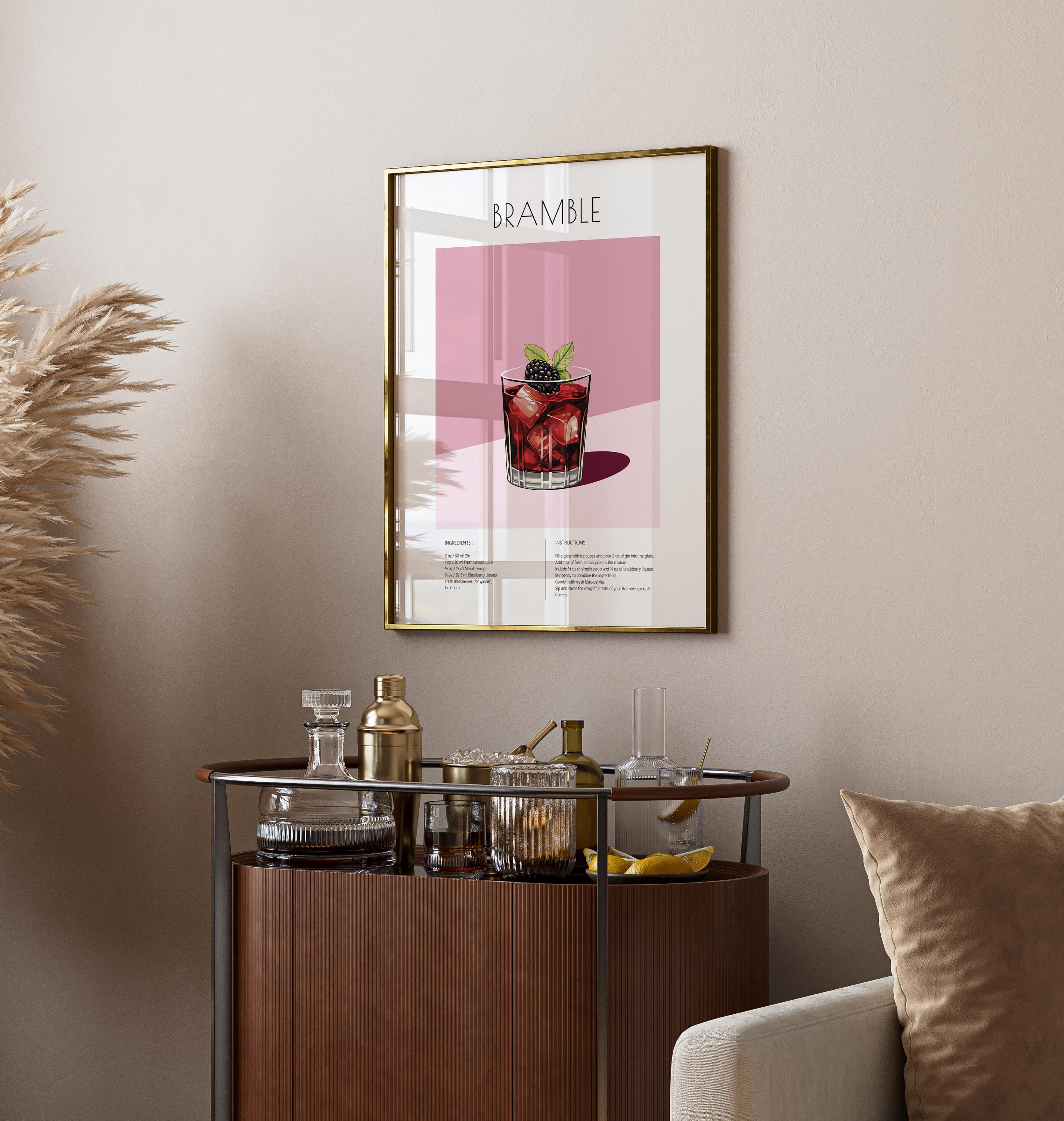 Bramble Cocktail Print, Bramble Poster, Bramble Decor, Bar Cart Decor ...
