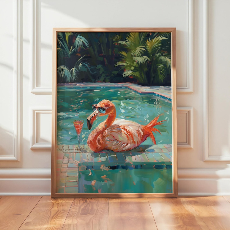 Flamingo Digital Art Print, Vertical Flamingo Printout, Flamingo Poster ...