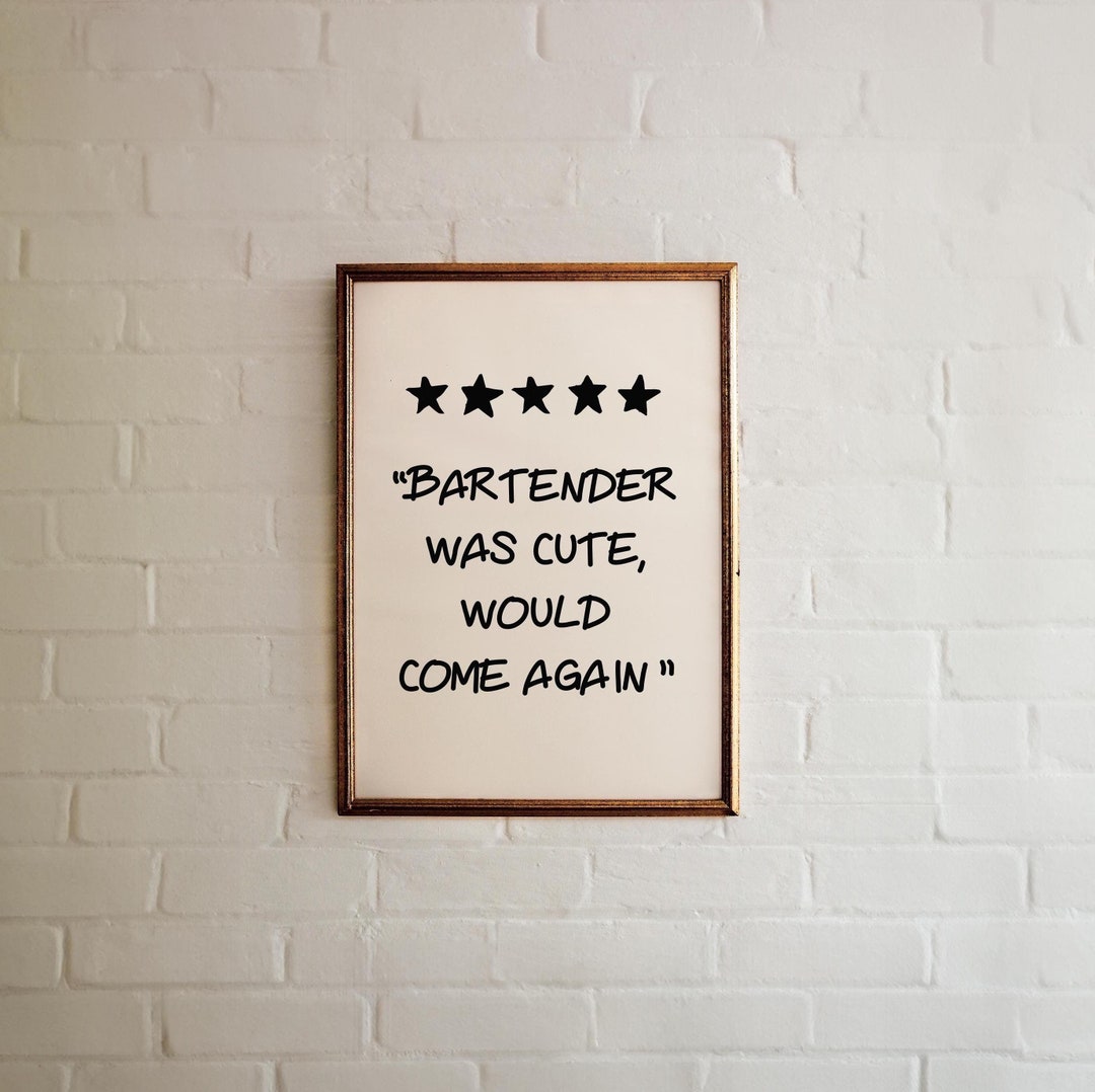 5-star Bartender Quote Poster, Funny Bar Wall Art, Cute Gift for ...