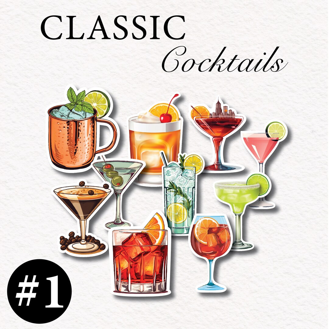 10 Cocktail Stickers Bundle of 10 Famous Cocktaile Stickers Vinyle ...