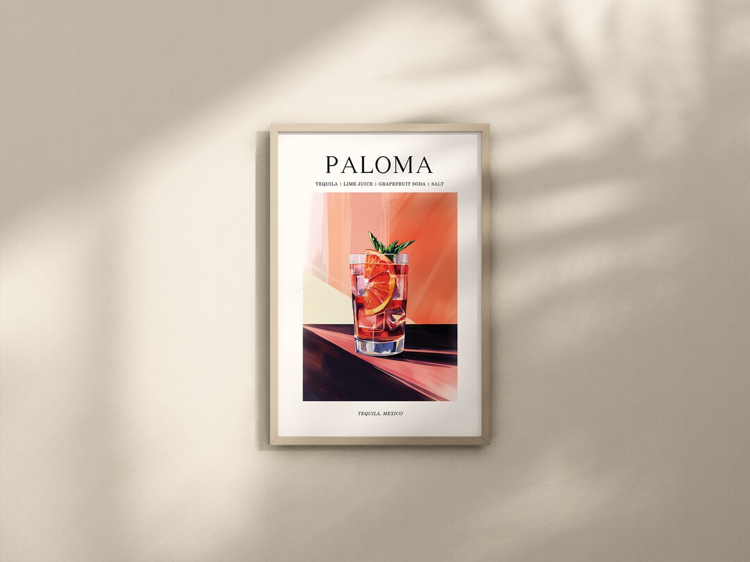 Paloma Poster, Paloma Cocktail Print, Paloma Decor, Bar Cart Decor ...