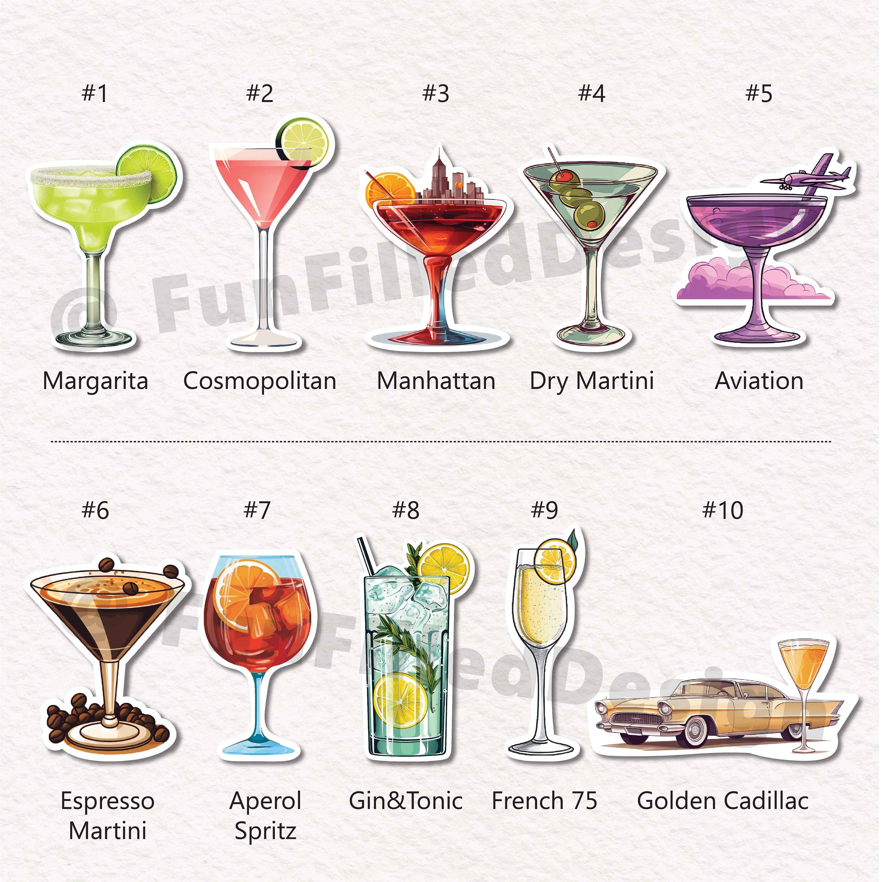 Cocktail Stickers Famous Cocktaile Stickers Vinyle Stickers,alcoholic ...