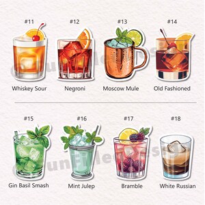Cocktail Stickers Famous Cocktaile Stickers Vinyle Stickers,alcoholic ...