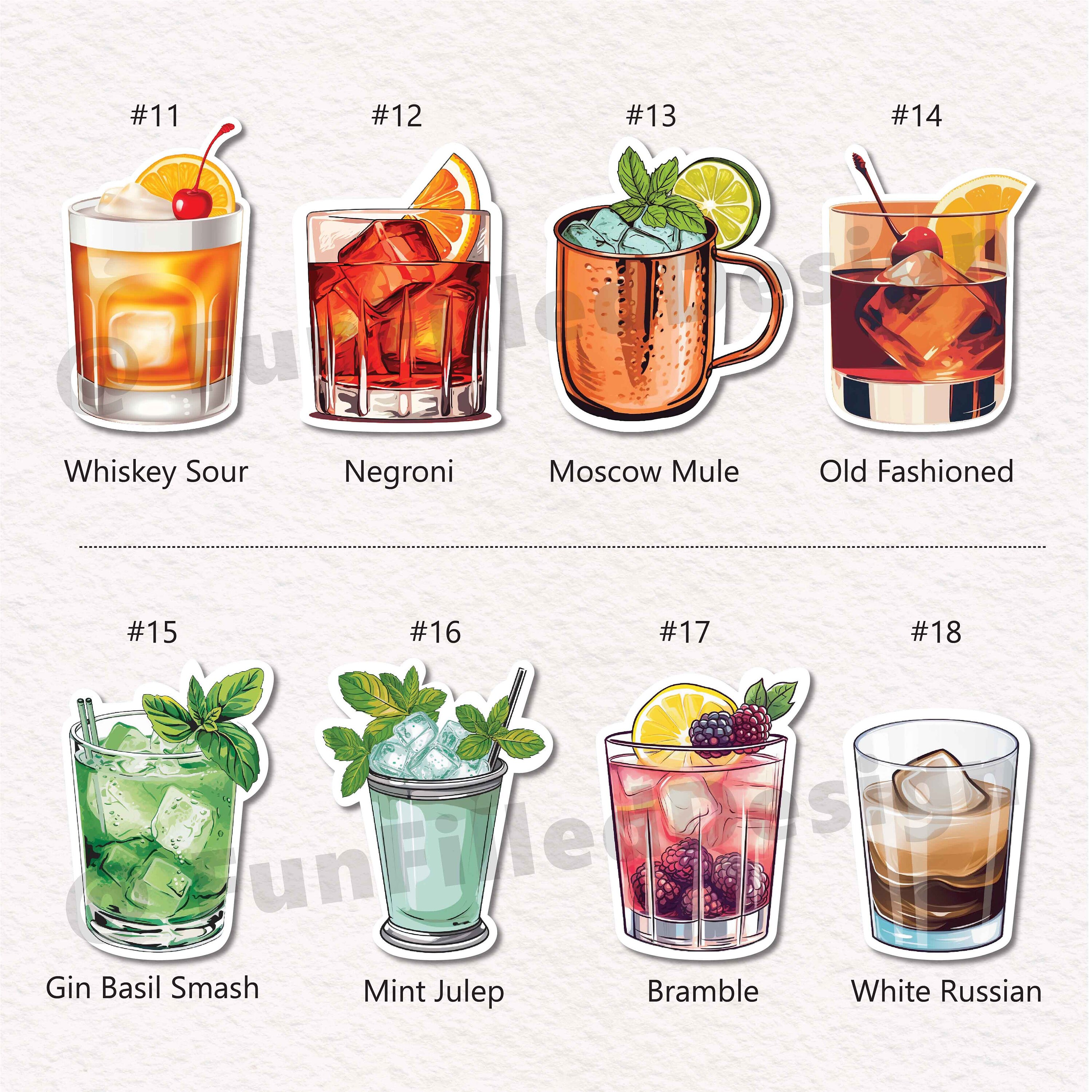 Cocktail Stickers Famous Cocktaile Stickers Vinyle Stickers,alcoholic ...