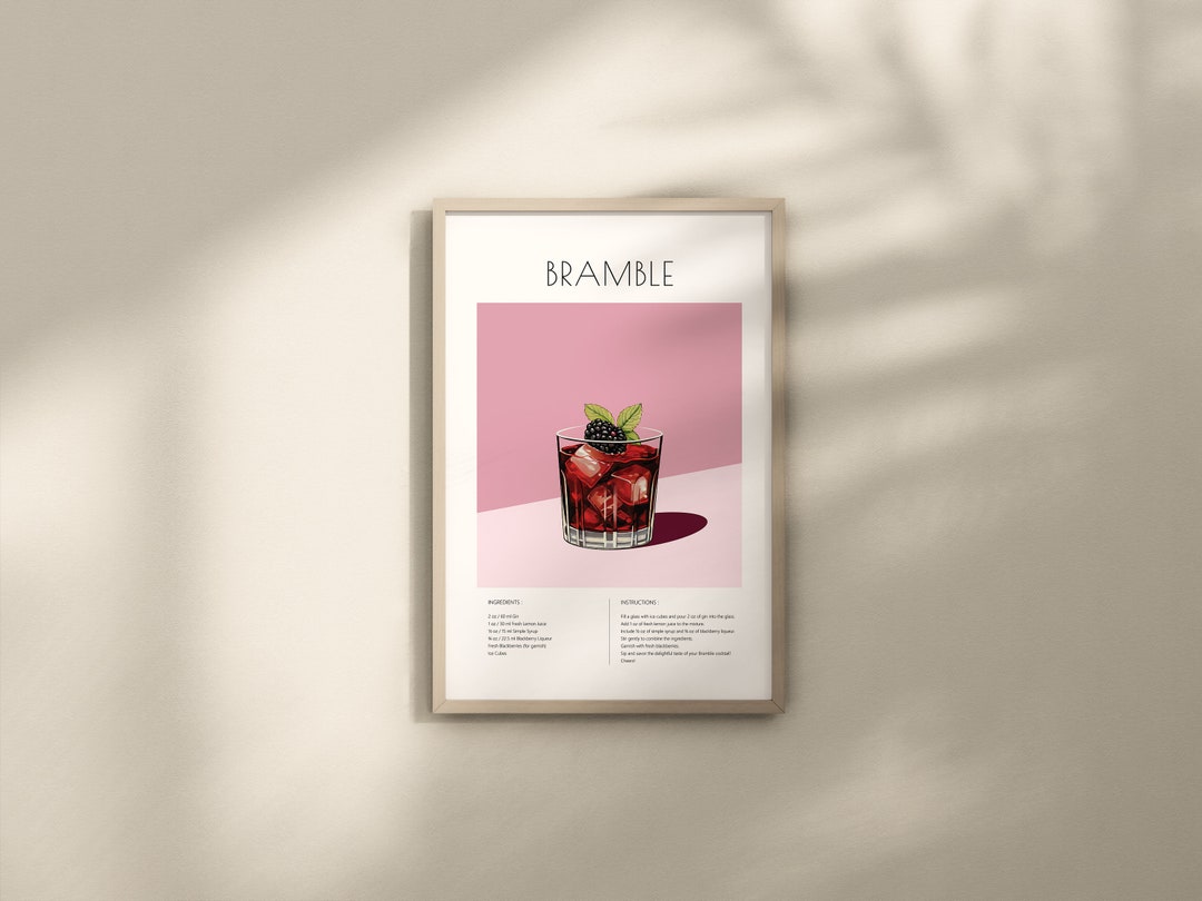 Bramble Cocktail Print, Bramble Poster, Bramble Decor, Bar Cart Decor ...
